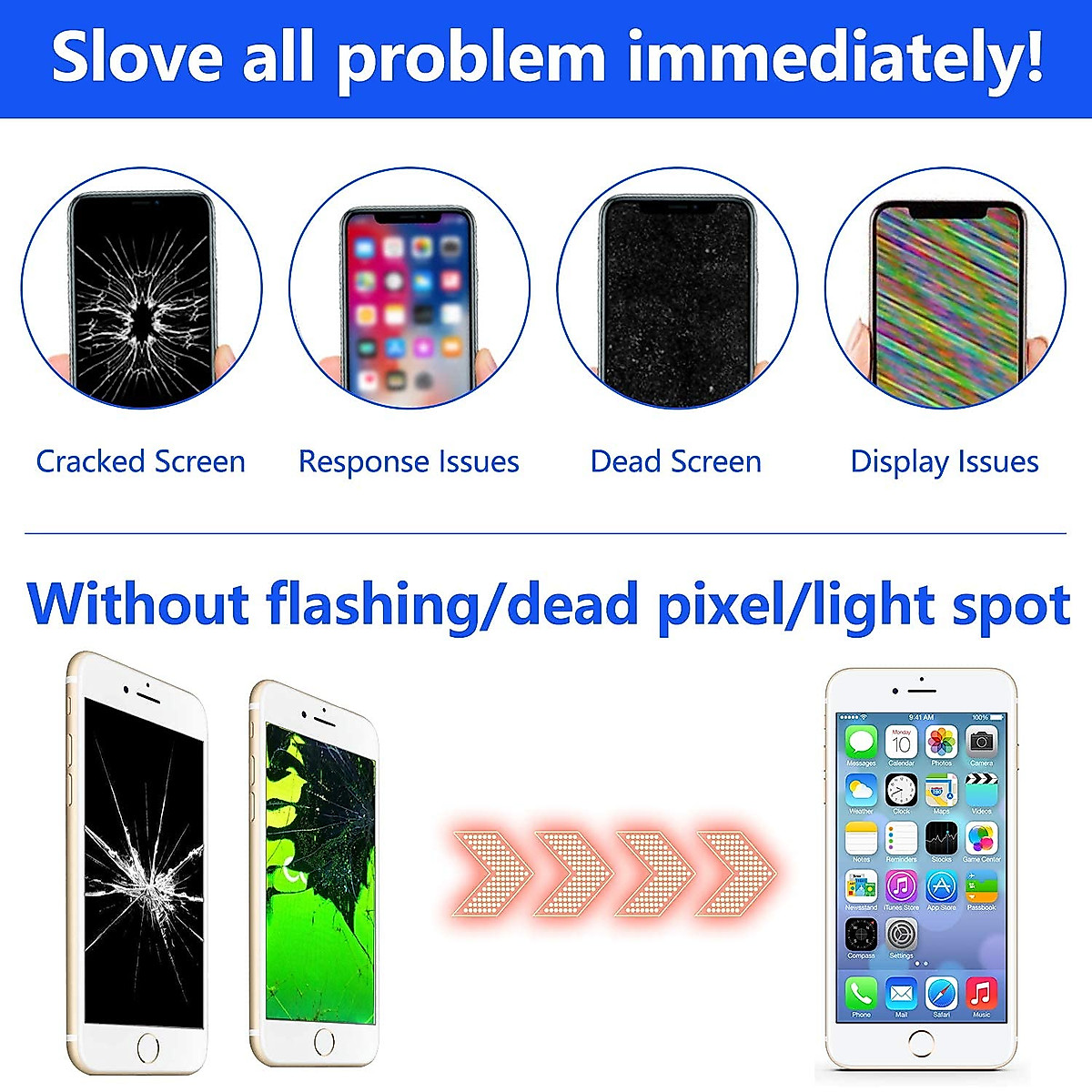 Diykitpl for iPhone 7 Plus Screen Replacement 5.5 Inch White, 3D Touch LCD Screen Digitizer Replacement for A1661,A1784,A1785, with Repair Tools Kit+Magnetic Screw Mats+Screen Protector