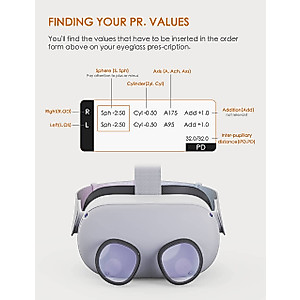 Amavasion Glasses Lenses Insert Compatible with Meta/Oculus Quest 2, VR Headset Customized Easy-to-Install Frame Plus Lens Combination SPH:-2.00(Two Lenses)