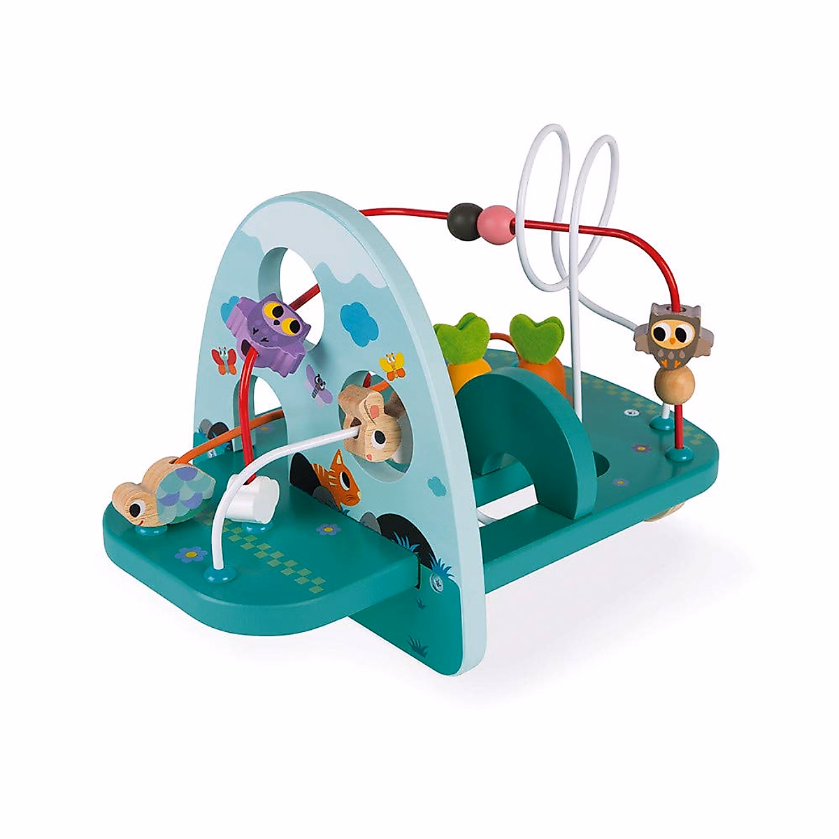 Janod Rabbit & Co Looping W/Color Matching, Activity Center Learning Toy for Boys and Girls - Counting, Concentration, Shape Recognition and Motor Skills for Ages 18+ Months
