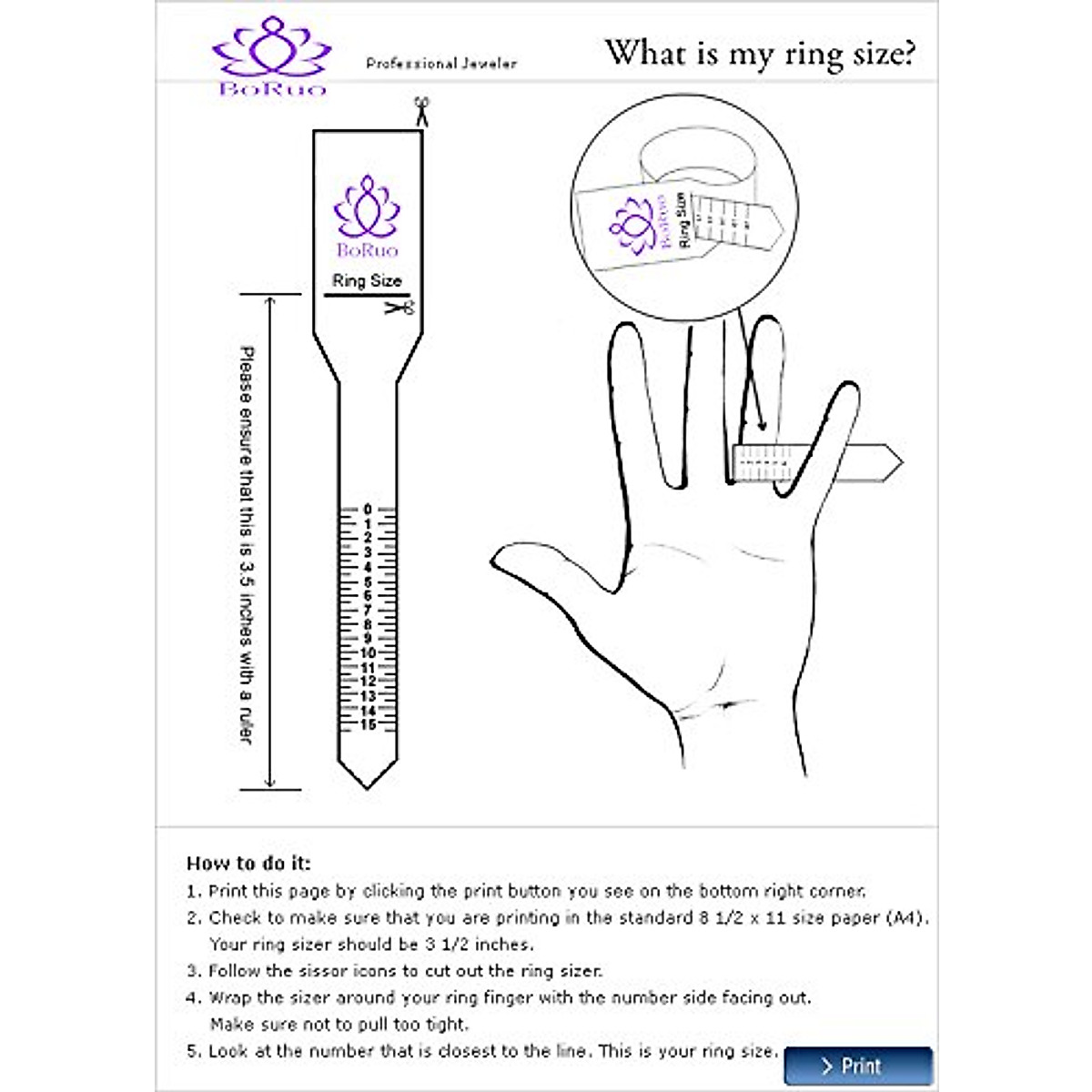 925 Sterling Silver Ring, Boruo Cubic Zirconia CZ Eternity Engagement Wedding Band Ring Size 6