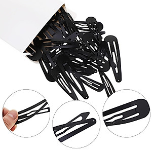 WILLBOND 40 Piece Barrettes Women Snap Hair Clips Women Large Metal Snap Nonslip Hair Clip Accessories, 3.5 Inch, 3.1 Inch, 2.8 Inch, 2.4 Inch, 2 Inch(Black)