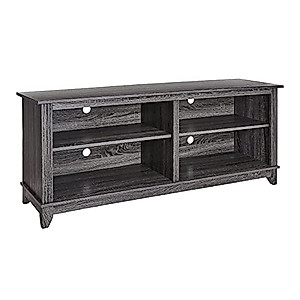 ROCKPOINT 58inch TV Stand Media Console for TV’s up to 65 Inches, Home Living Room Storage Console, Entertainment Center with 4 Open Storage Shelves, Modern TV Console Table (Charcoal)