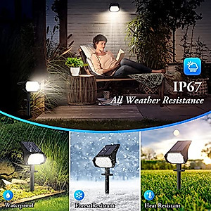Solar Light Outdoor - Solar Powered Spot Light with 32 LEDs, 3 Modes Solar Landscape Light, Warm/Cold White 2-in-1 IP67 Waterproof Pathway Lights, Auto ON/OFF Wall Light for Garden Yard Driveway