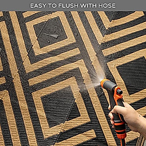 Ashler Outdoor Plastic Straw Rug Waterproof for Patio, Clearance Reversible Camping Mats, 5x8 Large Outdoor Area Rugs with Carrying Bag, for RV, Picnic, Backyard, Indoor, Dark Grey