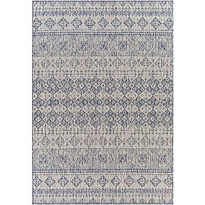 BoutiqueRugs Tominhao Bohemian, Transitional Area Rug - Outdoor Safe - Pale Blue, Tan, Navy - 7'10" x 10'