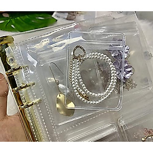 Travel Jewelry Earring Organizer Storage Bags Book,Upgrade Transparent Jewelry Organizer Storage Book,Small Clear Plastic Bags for Jewelry Travel Necklace Ring Storage Bags(70 Grids+70 Bags 2 Sizes)