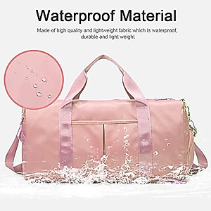 Uorbeay Gym Bag for Women and Men, Lightweight Duffel Bag for Sports, Gyms, Swimming, Yoga and Weekend Getaway, Waterproof Tote Bags with Wet Pocket and Shoes Compartment (Pink)