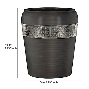 nu steel Oil Rubbed Bronze FM8H Flannel Mod Collection Wastebasket, Round Vintage Trash Can for Bathroom, Bedroom, Dorm, College, Office, 9.4" x 9.4" x 9.8",Metal Finish