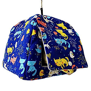 Bird Tent Plush Hammock Parrot Warm Hanging Nest for Cage，Bird Hideaway Hut Swing House Bed，Small Animals Habitat Winter Snuggle Sleeping Cave for Hamster Rat Parakeets Conure Cockatiel Lovebird