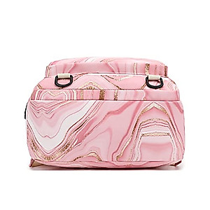 Dimanito Laptop Backpack College Backpack with USB charging port for laptop up to 15 inch Men Women Outdoor Travel Backpack(Pink Marble)