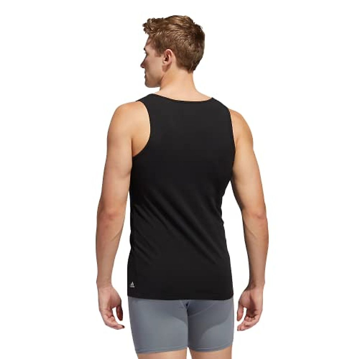 adidas Men's Stretch Cotton Tank Top Undershirts (2-Pack), Black, Medium