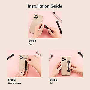 Case-Mate Elastic Strap Phone Grip - Finger & Hand Phone Holder, Mobile & Tablet Phone Strap For iPhone 14 Pro Max/ 13 Pro Max/ 12 Pro Max/ 11/ S23 Ultra/ Pixel 7, 3M Supreme Adhesive - Black Glitter