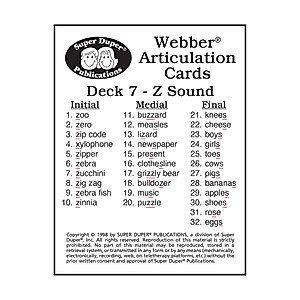 Super Duper Publications | Articulation Z Sound Fun Deck | Vocabulary and Language Development Flash Cards | Educational Learning Materials for Children