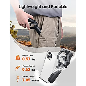 hohem iSteady X2 Gimbal Stabilizer for Smartphone, 3-Axis Phone Gimbal with Remote Control, Foldable and Portable Stabilizer for iPhone & Android, Phone Stabilizer for Video Recording YouTube TikTok