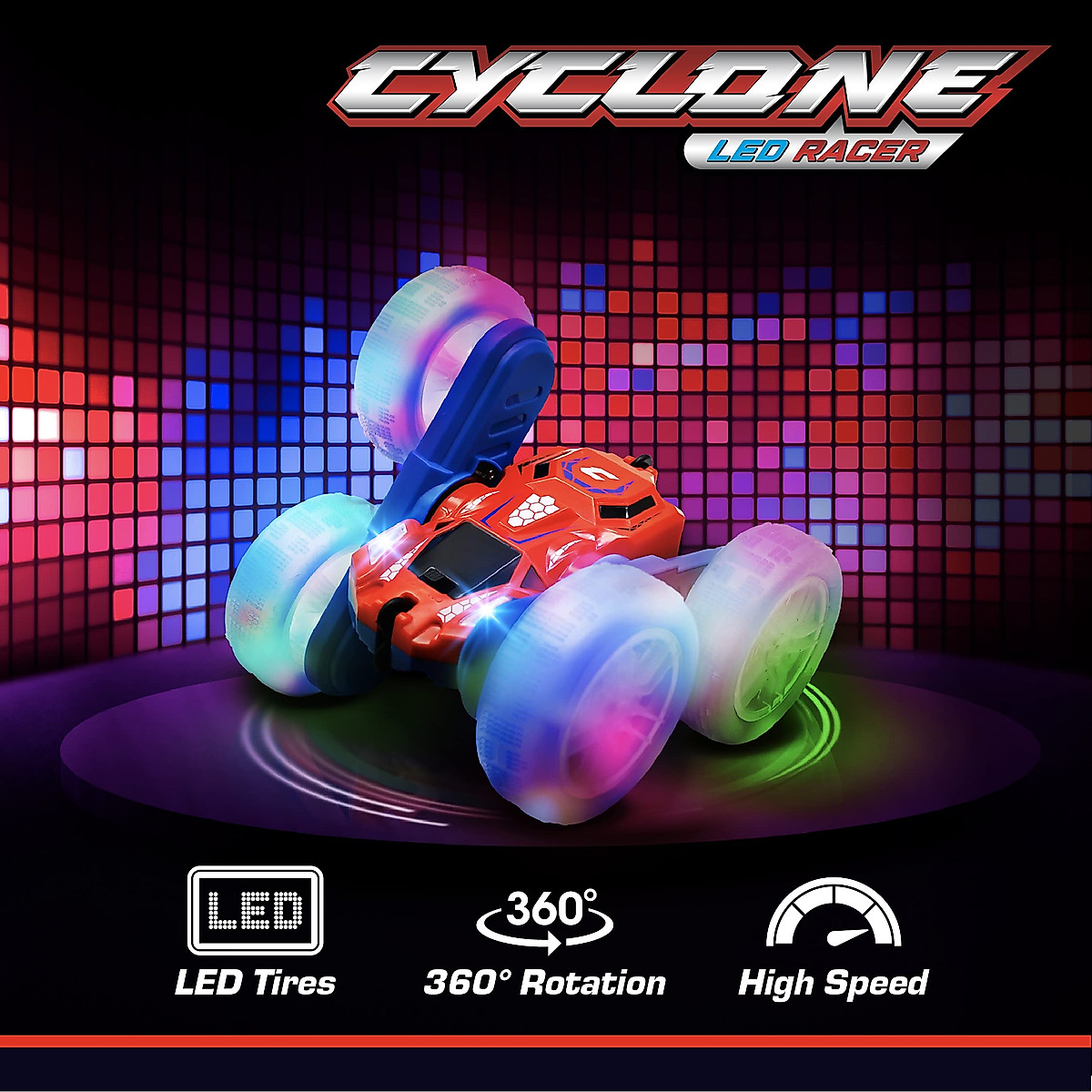 Force1 Cyclone LED AND Tornado Remote Control Car Bundle - Double Sided Fast RC Cars (2) Stunt Cars with 360 Flips, All Terrain Tires, LEDs, RC Crawler Rechargeable Toy Car Battery for Kids and adults