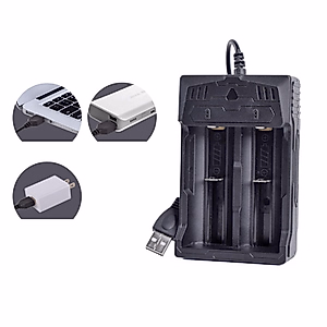 ANXPTIME Universal 2 Slots Battery Charger USB 3.7V Smart Charging for Rechargeable Li-ion Batteries 18650 26650 14500 16340 2 Channels Smart Battery Charger with Safe Protections