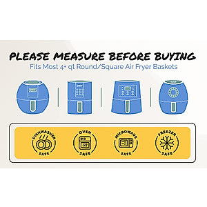 FRYDAY Platinum Silicone Air Fryer Liner - 8” Air Fryer Liners Fit Most 4 QT, 6 QT, 8 QT Air Fryer Basket - Reusable and Dishwasher Safe Silicone Airfryer Liners - Non-Toxic Air Fryer Accessories