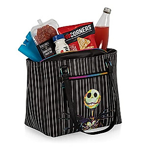 PICNIC TIME Disney Nightmare Before Christmas Uptown Cooler Tote Bag, Insulated Purse Lunch Bag for Her, Stylish Beach Bag Soft Cooler, (Black)