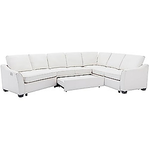 Aiuyesuo Convertible Design 129.5" Sectional Sleeper Sofa with Pull-Out Bed, Modern L-Shape Couch Bed with USB Charging Port, Storage Chaise Lounge Set for Living Room, Bedroom