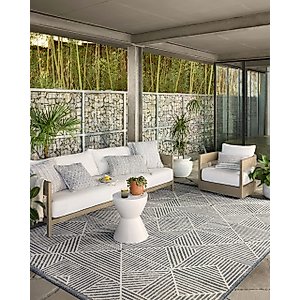 Loloi II Rainier Collection RAI-03 Denim/Ivory 5'-3" x 7'-7" Area Rug