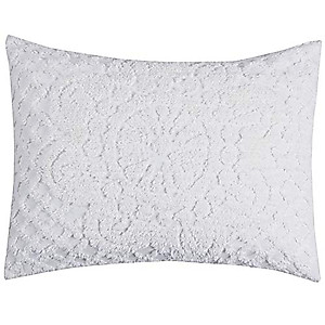 Better Trends Chenille Bedspreads Set Queen Size, Trevor Collection Medallion Design in White - Lightweight bedspreads, 100% Cotton Tufted Cotton Bedspreads