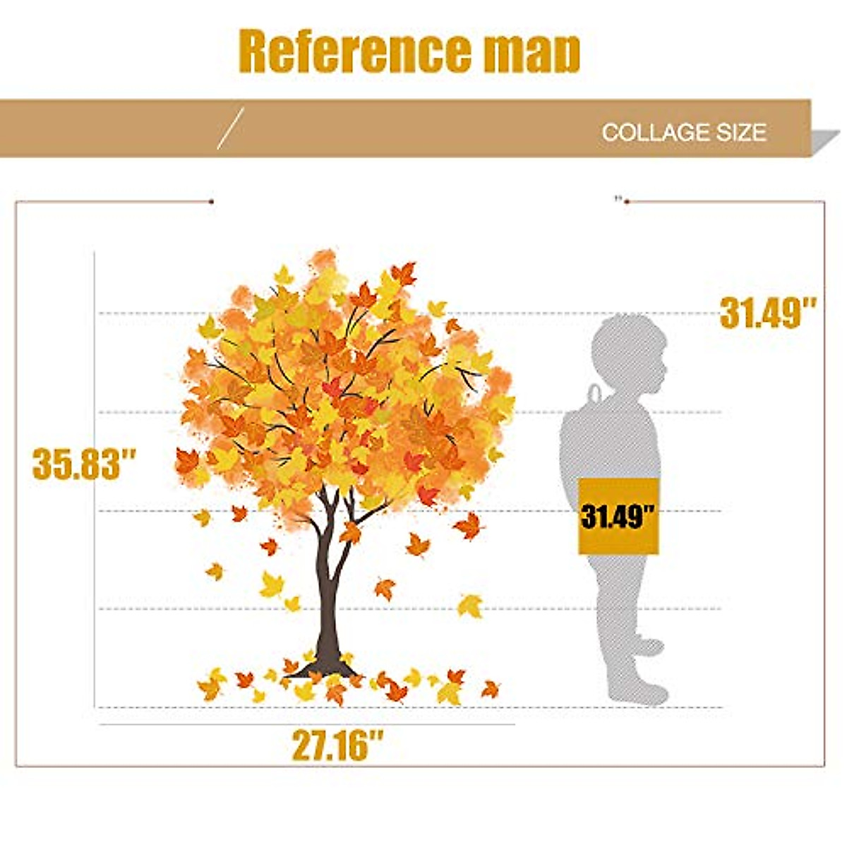 Tree Wall Stickers,Leaf Wall Stickers Fall Maple Leaf Stickers Felt Fall Tree Decals Autumn Maple Leaf Decors Window Sticker Wall Decals for Kids Bedroom Living Room Nursery Rooms