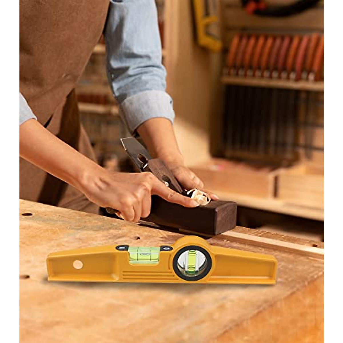 RONGPRO 10 Inch Aluminum Die-Cast Magnetic Torpedo Level, Professional Magnetic Scaffolding Spirit Level, Torpedo Level with Rare Earth Magnet 250MM and Holster