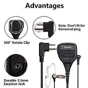 TIDRADIO Speaker Mic PTT Radio Mic Shoulder Microphone Compatible for Motorola Radios BPR40 CP200 CP200D CP185 CP110 CLS1410 CLS1110 PR400 RDU4100 RDU2080D Walkie Talkie