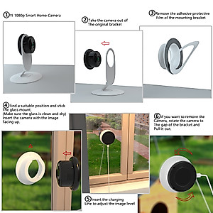 Teccle Window Mount for Yi Smart Home Camera, Through Window Use Yi Home Camera, No Indoor Reflections (2 Pack)