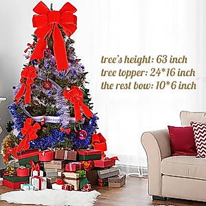 SIMISI RIBBON 2 Packs Red Bows Christmas Decorations Giant Wired Velvet Bow with Gold Border for Wreaths Outdoor, Tree Topper, Outside (16 * 24 inch)