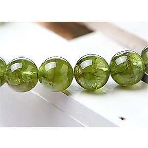 LiZiFang Genuine Natural Olivine Peridot Gemstone Stretch Round Crystal Bead Bracelet 6mm