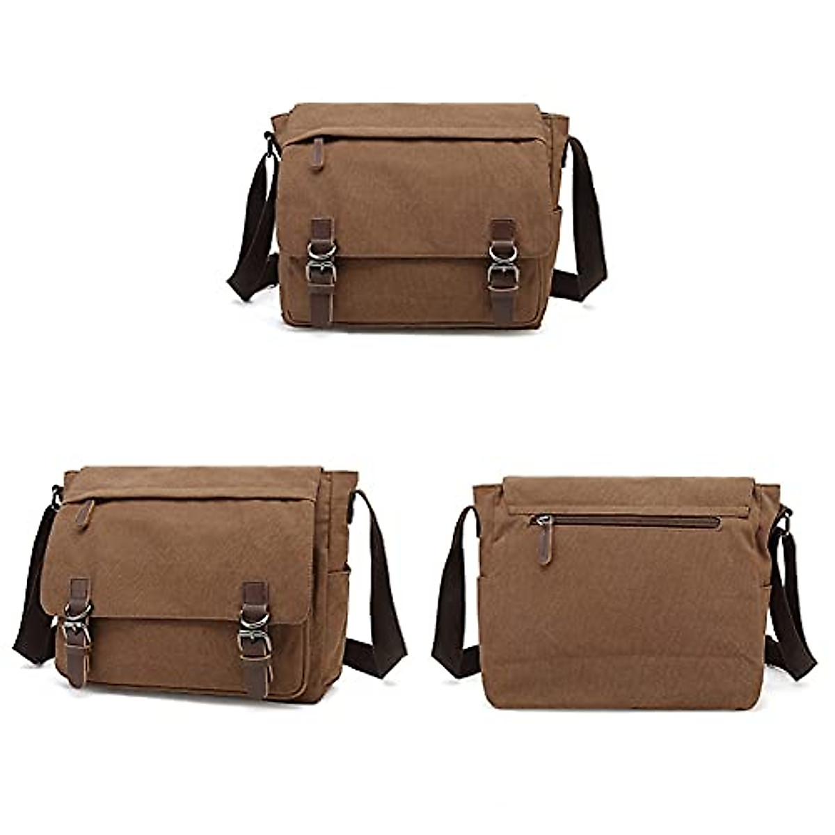 Sechunk Canvas Leather Messenger Bag Shoulder bag Cross body bag Crossbody 13 Inch Laptop Bag