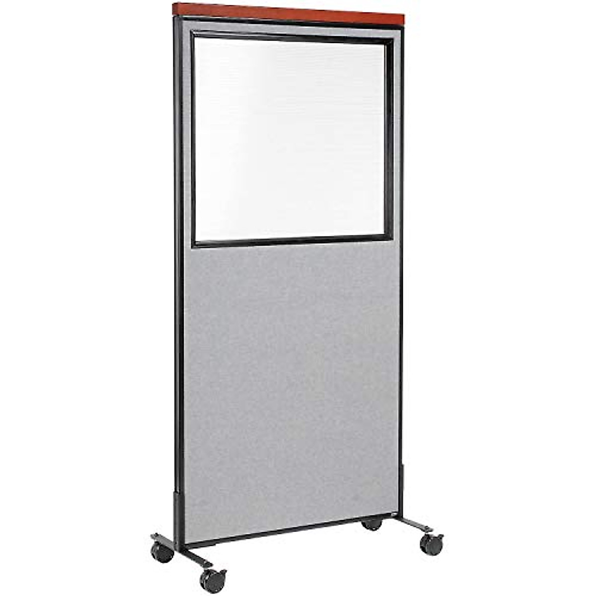 Global Industrial 36-1/4"W x 100-1/2"H Deluxe Mobile Office Partition Panel with Partial Window, Gray