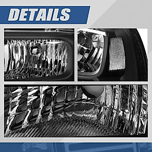 Auto Dynasty [Halogen Model Factory Style Headlights Assembly Compatible with Ford F250 F350 F450 F550 Super Duty 05-07, Driver and Passenger Side, Black Housing Clear Lens