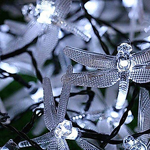 21ft 30LED Dragonfly Solar Powered String Lights, Outdoor Solar Fairy Lights Solar Waterproof Decoration Light for Home, Garden, Patio, Christmas Tree, Flower, Lawn, Festival