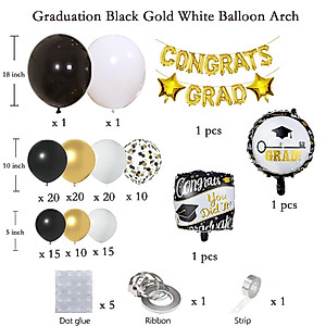 Graduation Balloon Garland Arch Kit Black White Gold Balloons for College High School Graduation Party Graduation Decorations