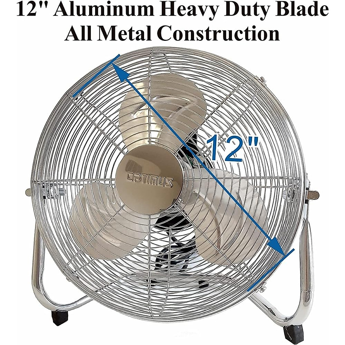Optimus F-4122 F-4122 3-Speed 40-Watt 12-In. Industrial-Grade High-Velocity Floor Fan