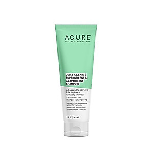 Acure Juice Cleanse Supergreens & Adaptogens Shampoo | 100% Vegan | Antioxidant Shampoo For Super Stressed Hair | Ashwagandha, Spirulina, Kale & Spinach - Brightens & Re-Energizes Hair | 8 Fl Oz