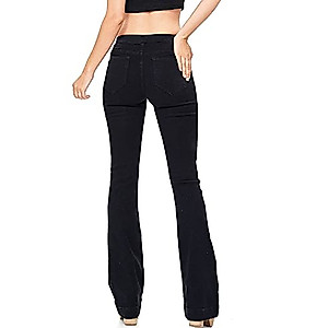 Cello Women's Juniors Mid Waist Skinny Fit Bootcut Pants (M, Black)