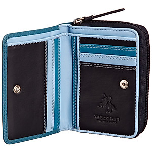 Visconti RB53 Multi Colored Navy/Prays/Sky Blue Small Bifold Soft Leather Ladies Wallet & Purse