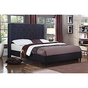 Best Master Furniture Vero Tufted Wingback Platform Bed, Cal King Black