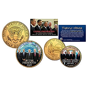 Living Presidents DC Quarter & JFK Dollar 2-Coin Set Bush Clinton Obama Carter