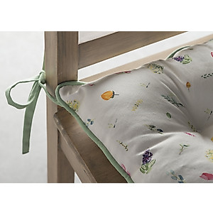 Maison d' Hermine Chairpads 100% Cotton Set of 2 Polyester Filling Cushion/Pillow Decorative Chair Pads with Ties for Kitchen, Party, Home & Camping, Botanical Fresh, Placed - Spring/Summer (16"x16")