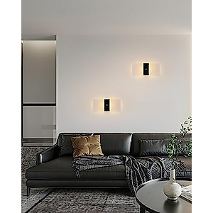 pasentel Motion Sensor LED Wall Sconces, 2-Pack Acrylic USB Rechargeable Wall Light Battery Operated Night Light Indoor Led Wireless Wall Lamp for Stairs, Hallway, Bathroom, Bedroom, BD025-LEB-BK2