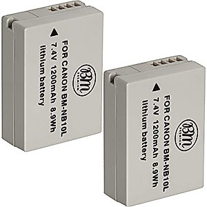 BM Premium (2 Pack NB-10L Battery for Canon PowerShot G1 X, G3-X, G15, G16, SX40 HS, SX50 HS, SX60 HS Digital Camera