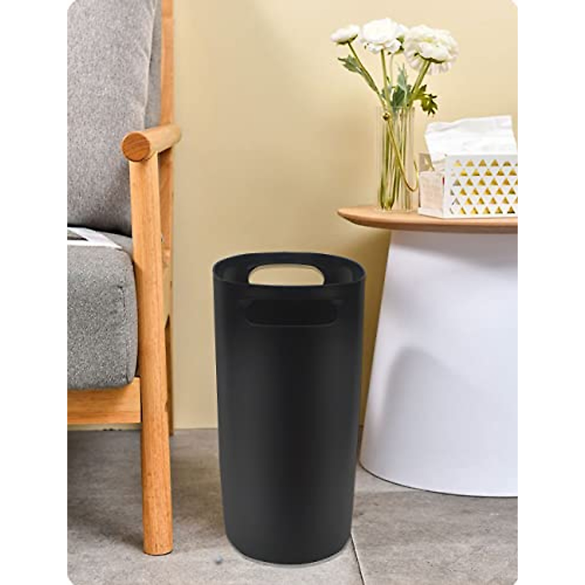 Diyalor 2.6 Gallon Small Trash Can with Handle,Durable Bathroom Wastebasket Garbage Can (Pack of 2, Black)