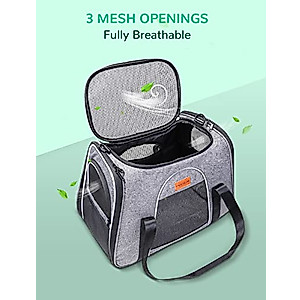 Cat Carrier, Pet Carrier Airline Approved, Dog Carrier Bag for Small Dogs and Cats, Foldable Pet Travel Carrier with Shoulder Strap, Soft Removable Mat and Pet Bowl