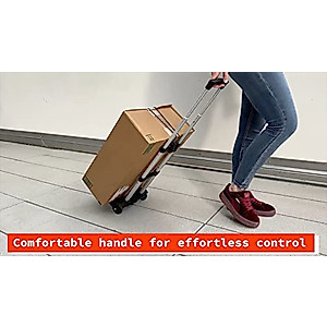 Mount Plus A6 Folding Luggage Cart and Dolly | 77 Lb Capacity | Portable Lightweight Luggage Trolley Cart with Telescoping Handle and 4 Rubber Wheels | Steel Frame