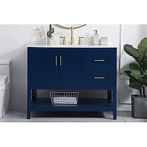 Elegant Kitchen and Bath 42 inch Single Bathroom Vanity Cabinet - Blue