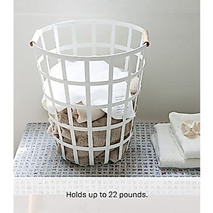 YAMAZAKI home Tosca Round Laundry Basket White,